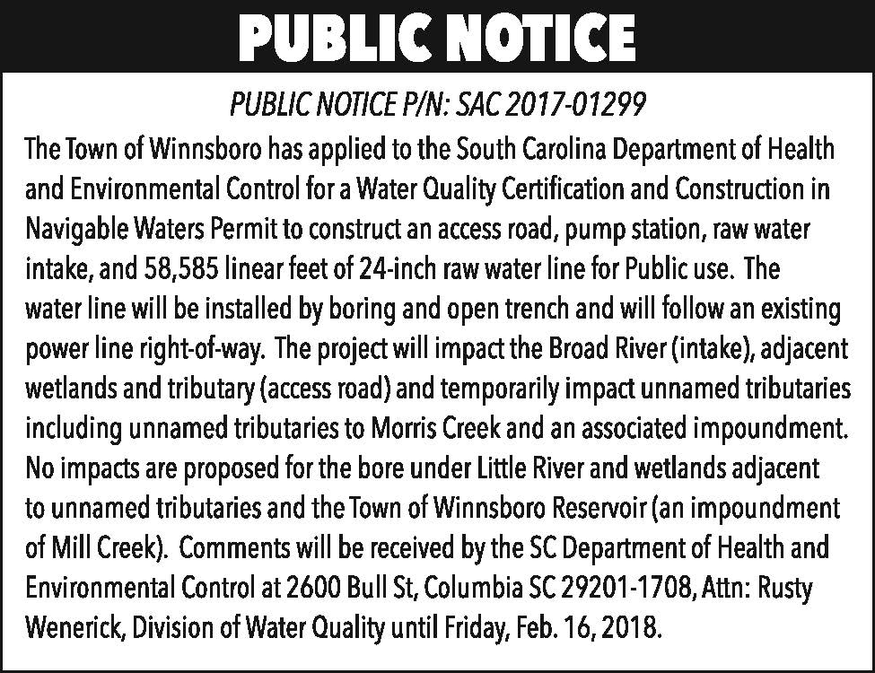 Public Notice: Water Quality Certification and Construction Navigable ...