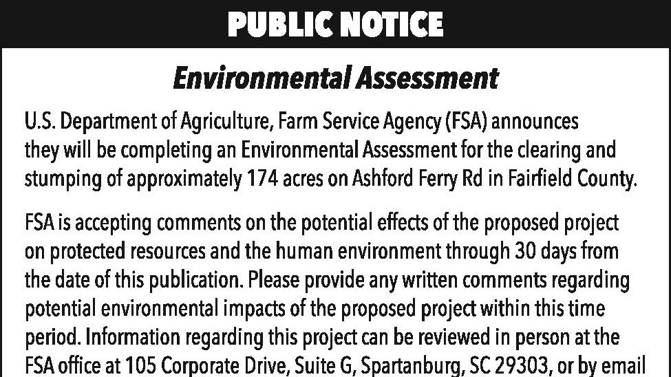 Public Notice: Environmental Assessment | The Voice of Blythewood ...